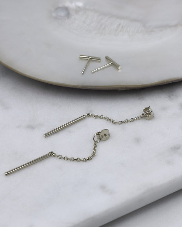 Linear Drop Earrings - Silver - CA Jewellery